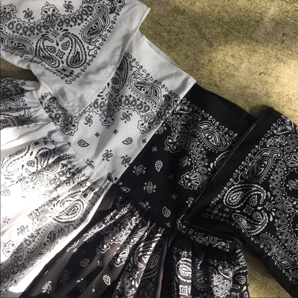 Hand Crafted | Dresses | Handmade Black White Halfhalf Split Bandana ...